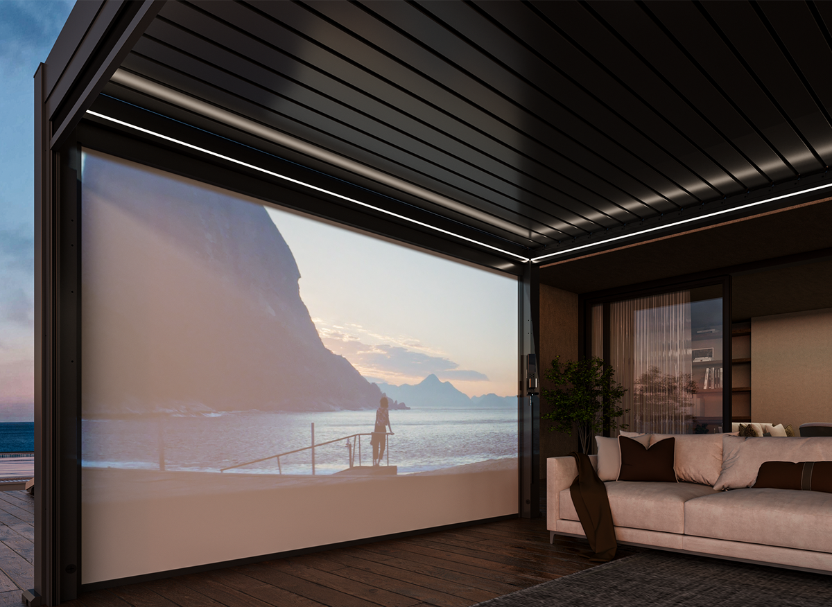 Motorized Projection Screen for POWER+ Pergola | Optional Side Wall ...